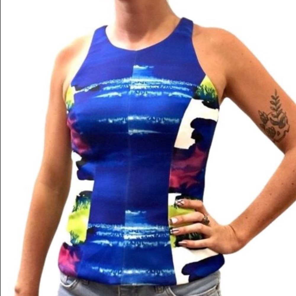 Milly Blue Abstract Paint Swatch Scuba Tank - Gem